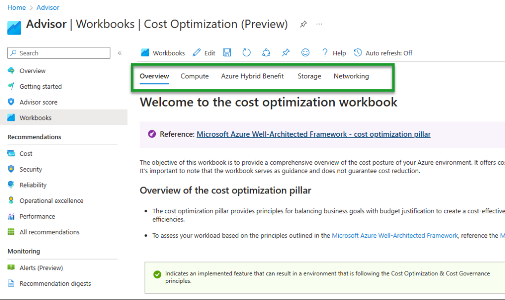 Azure Advisor - Testing the Cost Optimization Workbook Public Preview ...